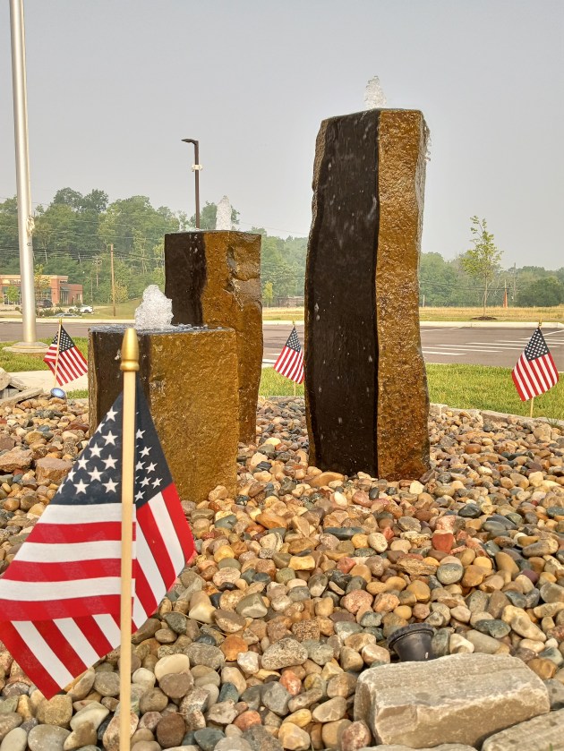 Adding American flags to a suburban hotel fountain | Legally Sociable